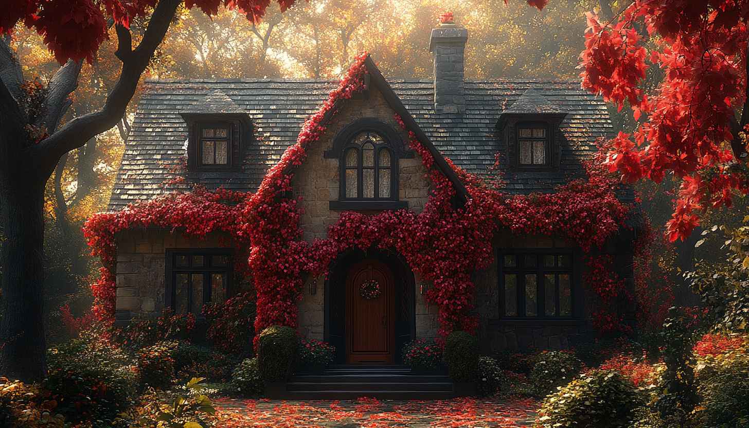 Autumn Cottagecore House 4K Wallpaper - Aesthetic Desktop Background ...